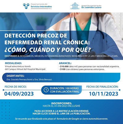 CURSO "DETECCIÓN TEMPRANA DE ENFERMEDAD RENAL CRÓNICA" | Colegio de Médicos de Bahia Blanca
